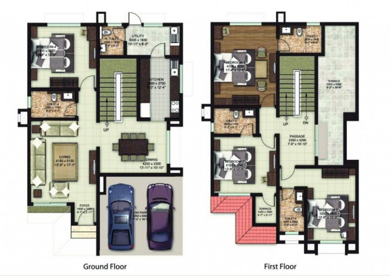 4 BHK floor plan - Home Adda